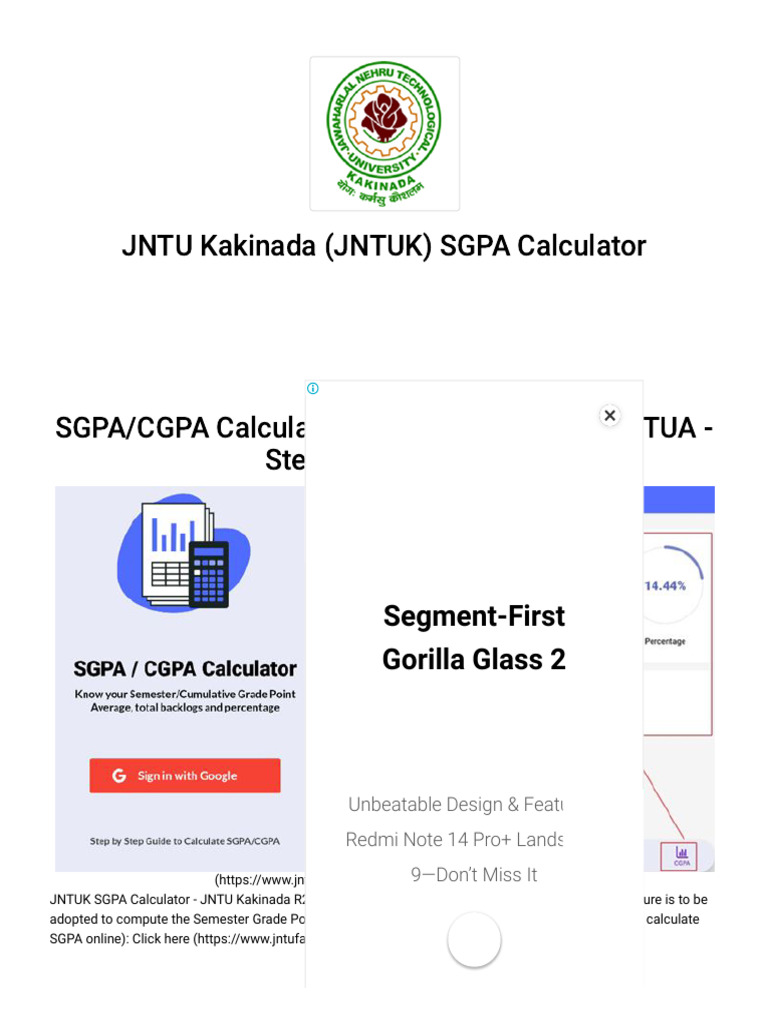 JNTUK SGPA Calculator - JNTU Kakinada R20, R19, R16 SGPA Calculator ...
