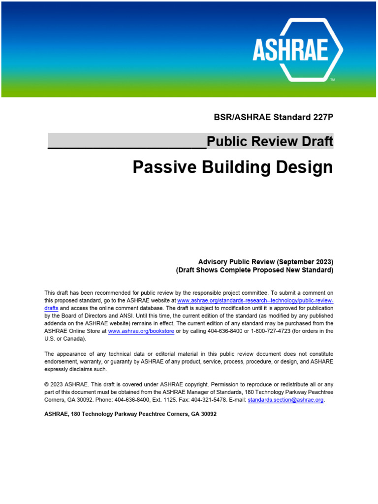 ASHRAE 227P - Passive Building Design | PDF | Ventilation (Architecture ...