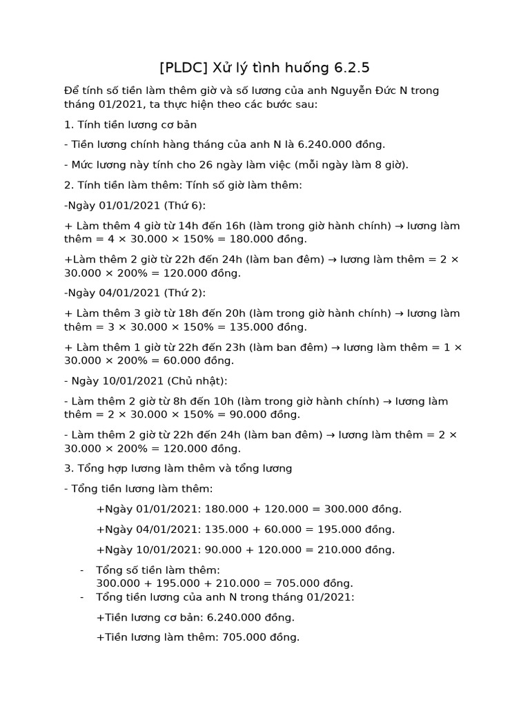 (PLDC) Xử lý tình huống 6.2.5 | PDF
