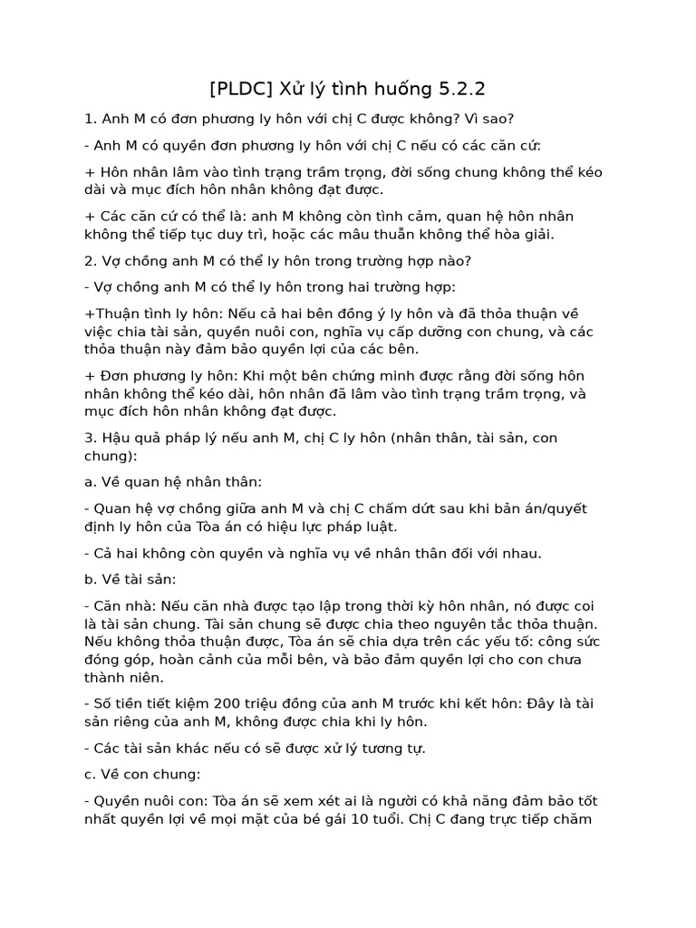 (PLDC) Xử lý tình huống 5.2.2 | PDF
