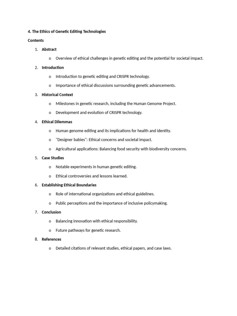 Ethics of Genetic Editing Technologies | PDF