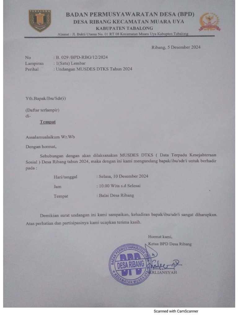 Undangan MUSDES DTKS | PDF