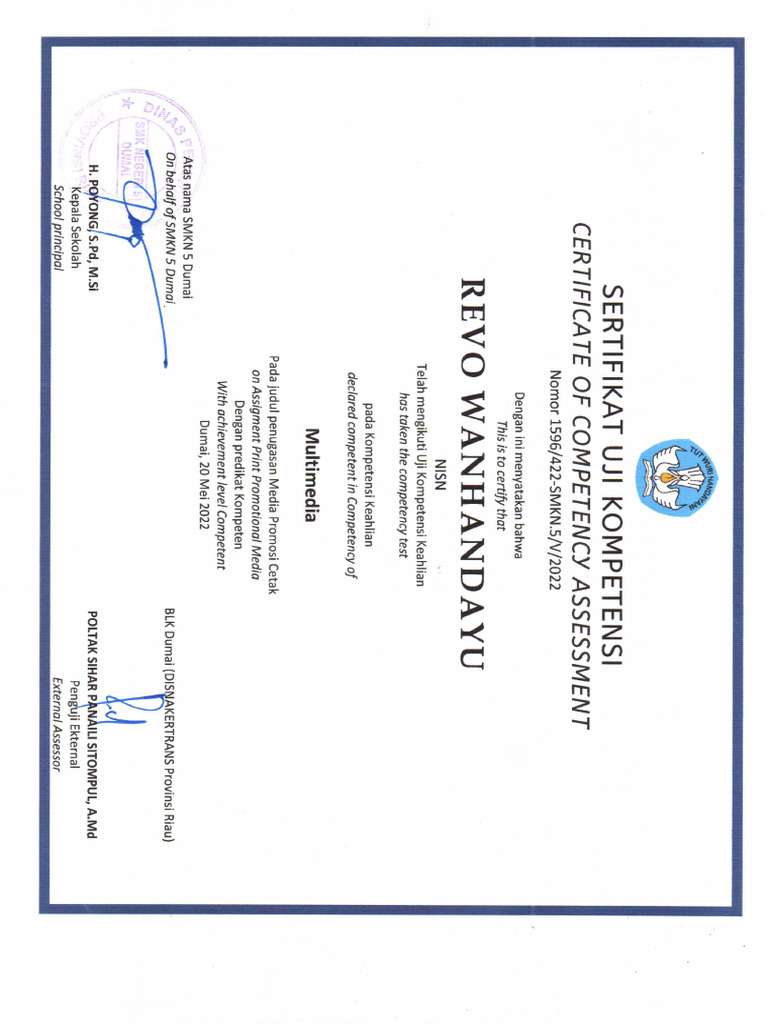 Sertifikat Uji Kompetensi_070848 | PDF