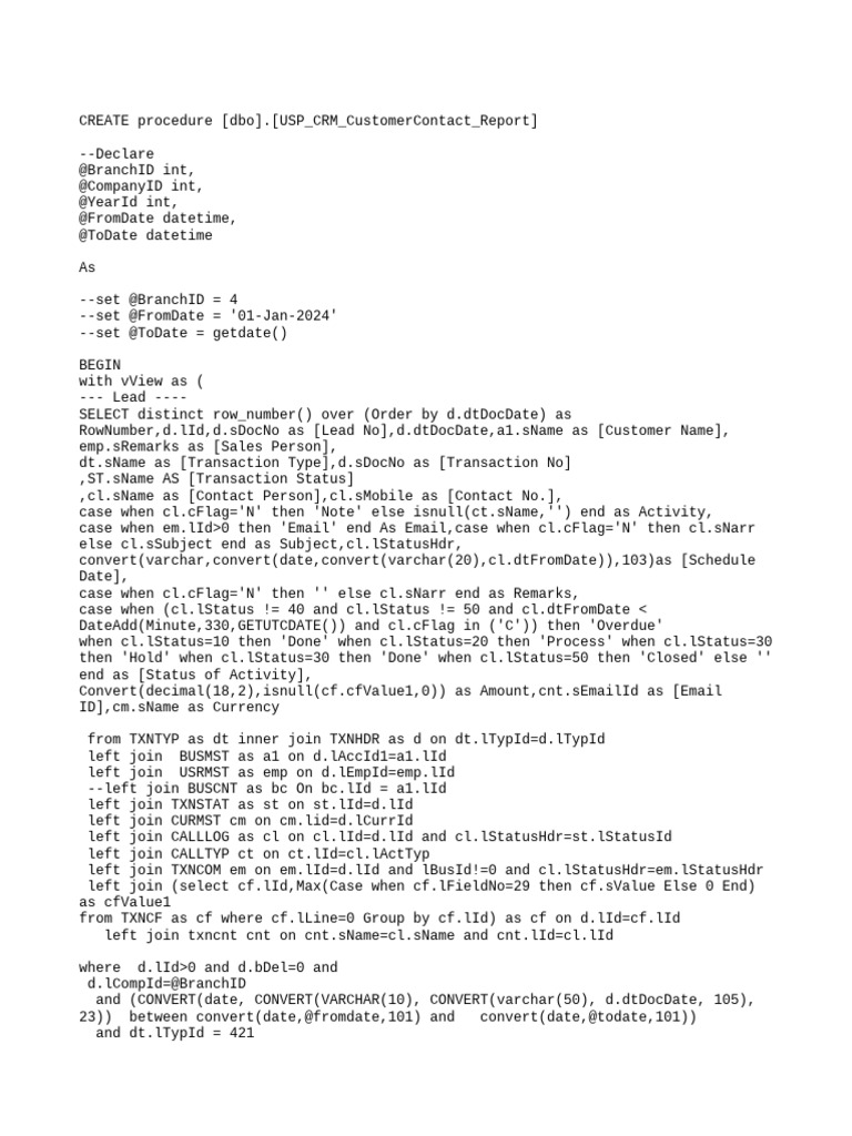 CRM Report Queries | PDF | Payments | Economies