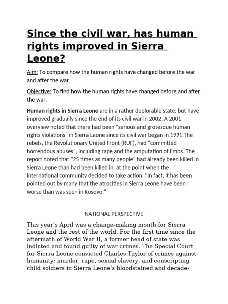 Sierra Leone Human Rights Post-War | PDF