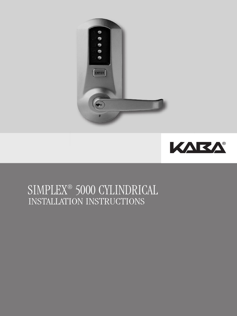 Dormakaba Simplex 5000 Series Installation Instructions PDF | PDF | Door | Screw