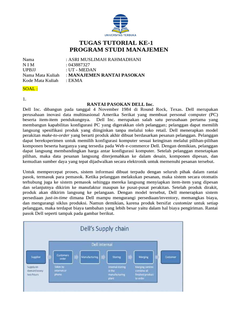 Tugas 1 MANAJEMEN RANTAI PASOKAN | PDF