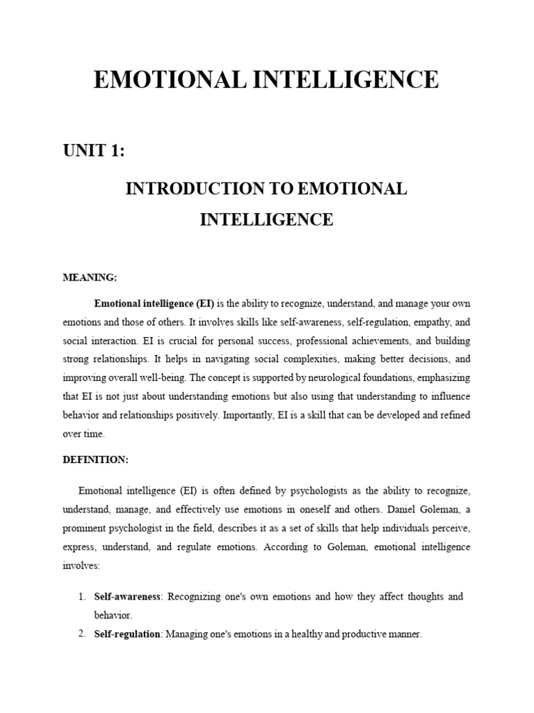 Emotional Intelligence Unit 5 | PDF | Emotions | Emotional Intelligence