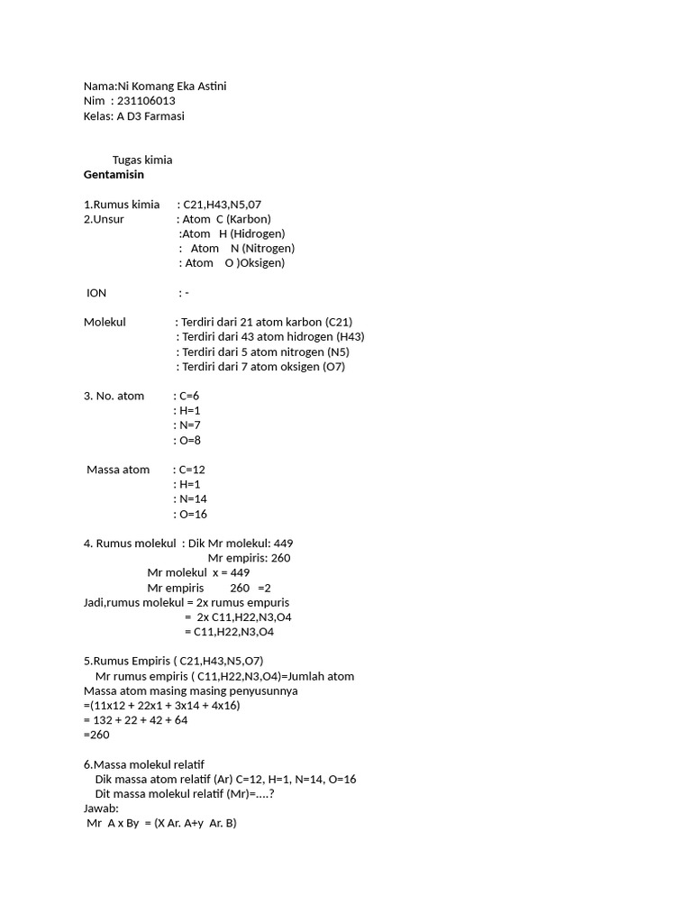Kimia tugas | PDF