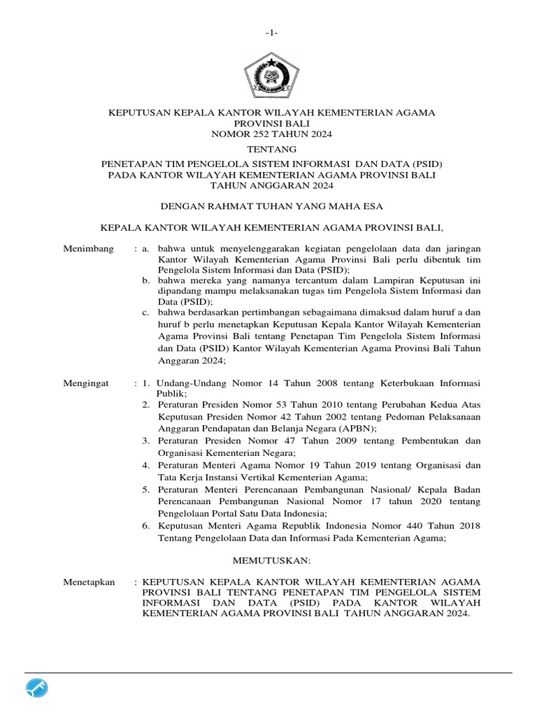 SK PSID Tahun 2024 | PDF