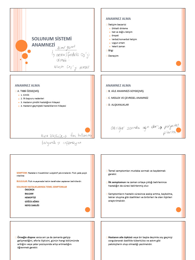 1-) Solunum Sisemi Anamnezi | PDF