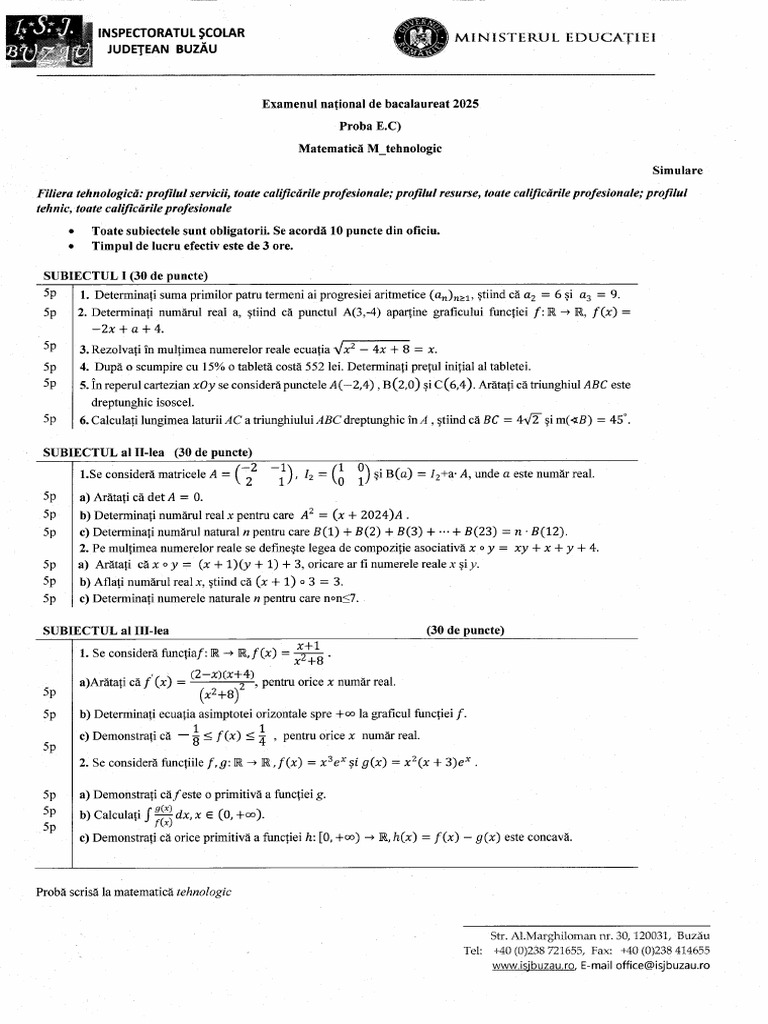 Proba E.c) M - Teh Subiect | PDF