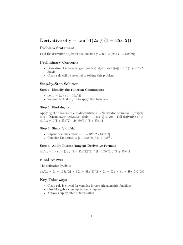 Derivative of Arctan Function Explained | PDF