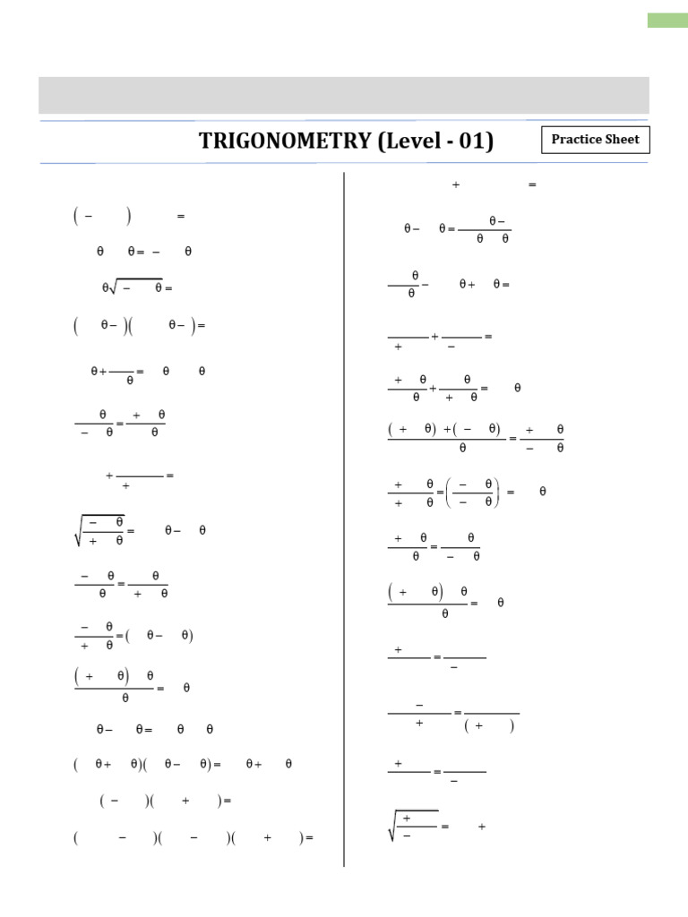 Trigonometry - Practice Sheet (Level 1) - Udaan 2025 | PDF | Trigonometric Functions | Trigonometry