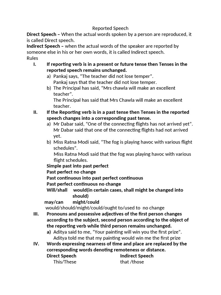 Direct Indirect Speech Notes and Excersises | PDF | Verb | Question