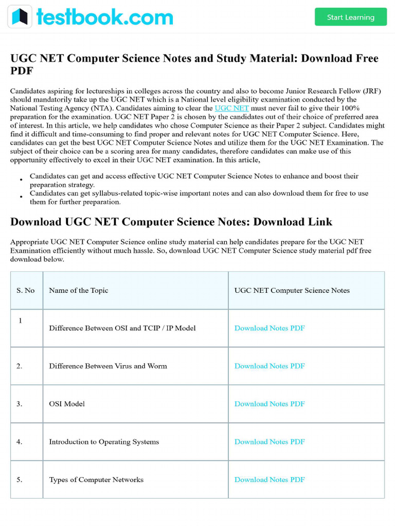 UGC NET Computer Science Notes and Study Material - Download Free PDF | PDF