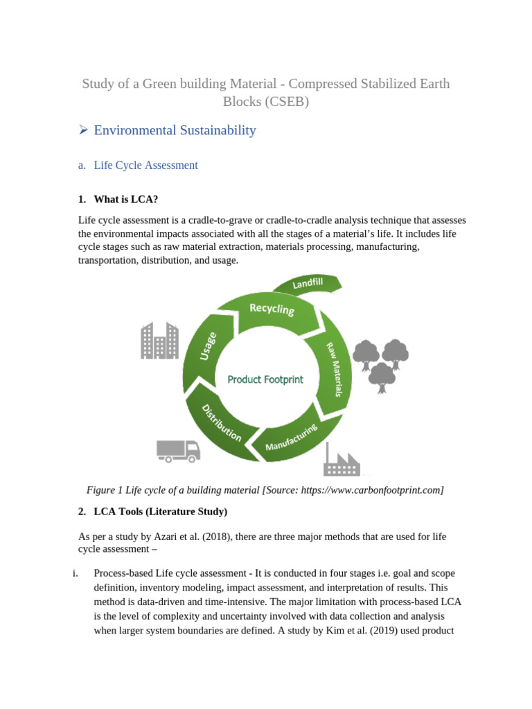 Study of A Green Building Material - CSEB Block | PDF | Life Cycle ...