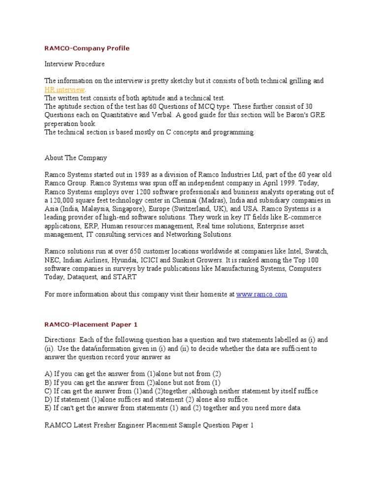 RAMCO | PDF | Computer Programming | Computing