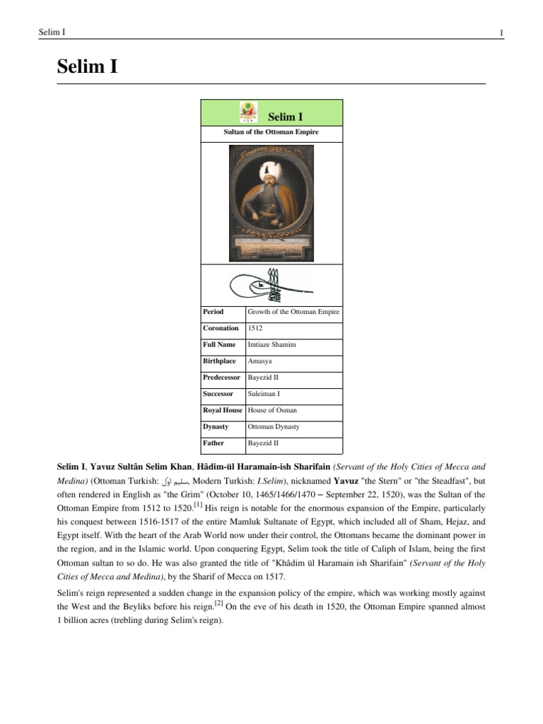 selim 1 | Muslim Empires | Ottoman Empire