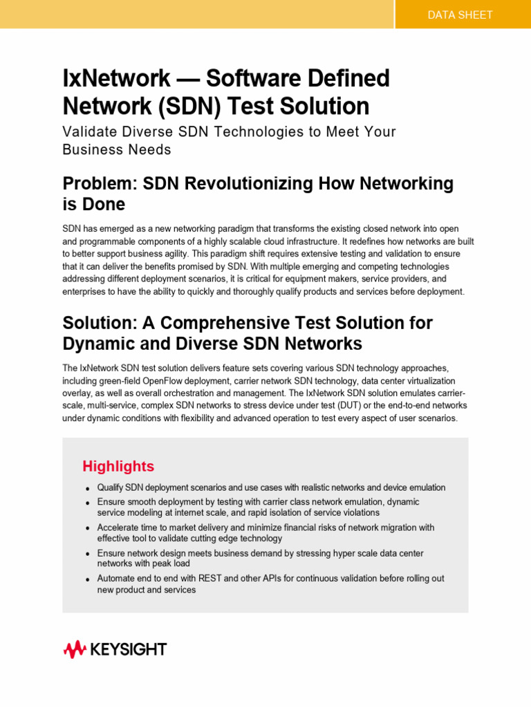 IxNetwork Software Defined Network (SDN) Test Solution | PDF | I Pv6 ...