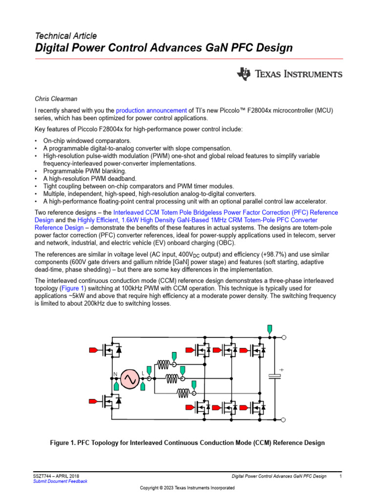 Digital Power Control Advances GaN PFC Design_sszt744_Ti | PDF | Electronics | Electricity