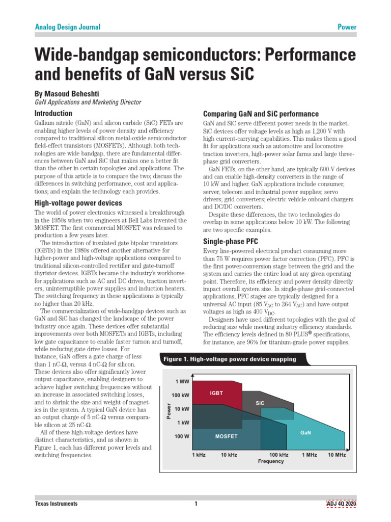 Wide-Bandgap Semiconductors Performance and Benefits of GaN Versus SiC - Ti - Slyt801 - 2020 ...