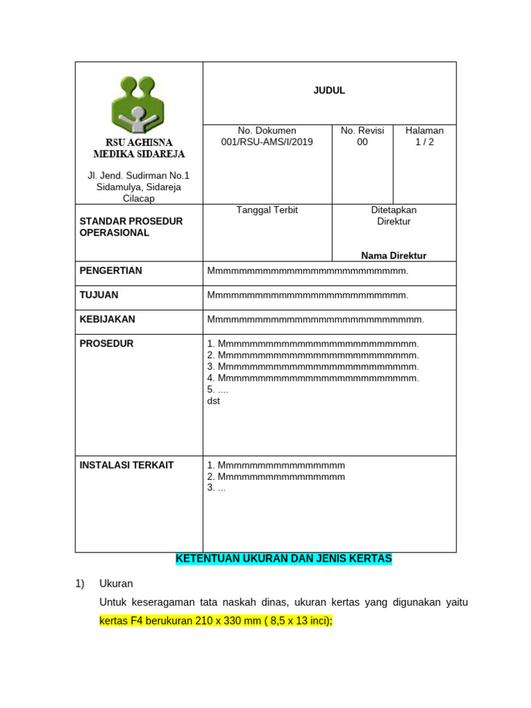 Format Pembuatan Sop | PDF