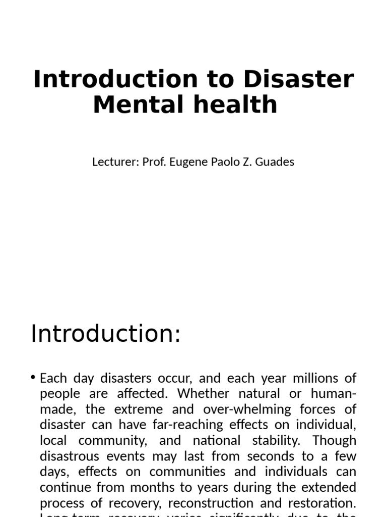 Understanding Disaster Mental Health | PDF | Natural Disasters ...