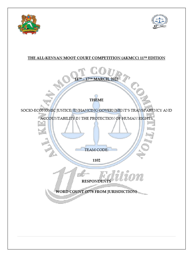 Sample Respondent Memorial | PDF | Jurisdiction | Police