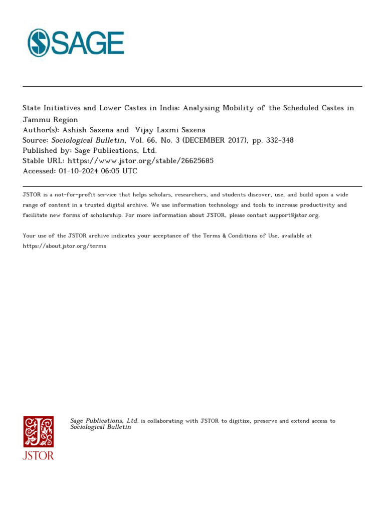 Saxena StateInitiativesLower 2017 | PDF | Caste