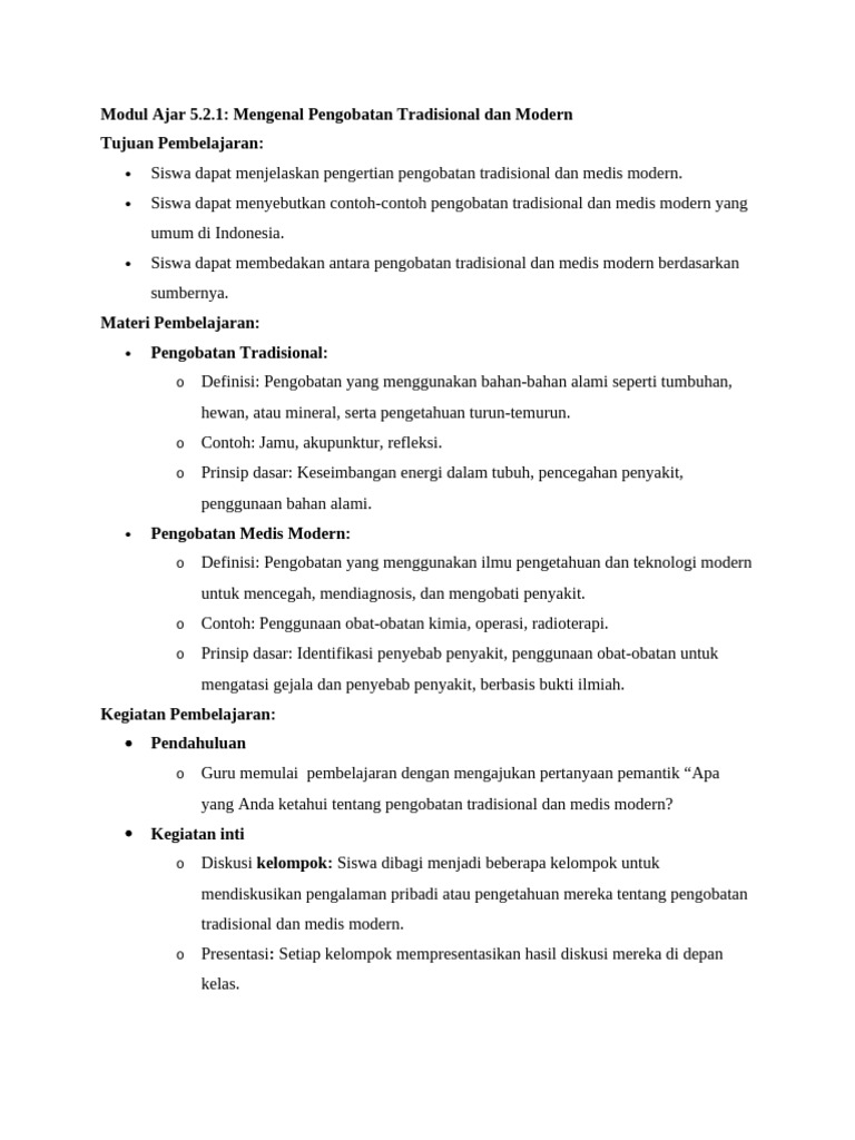 Modul Ajar 5.2 Membandingkan cara pengobatan tradisional dengan medis ...