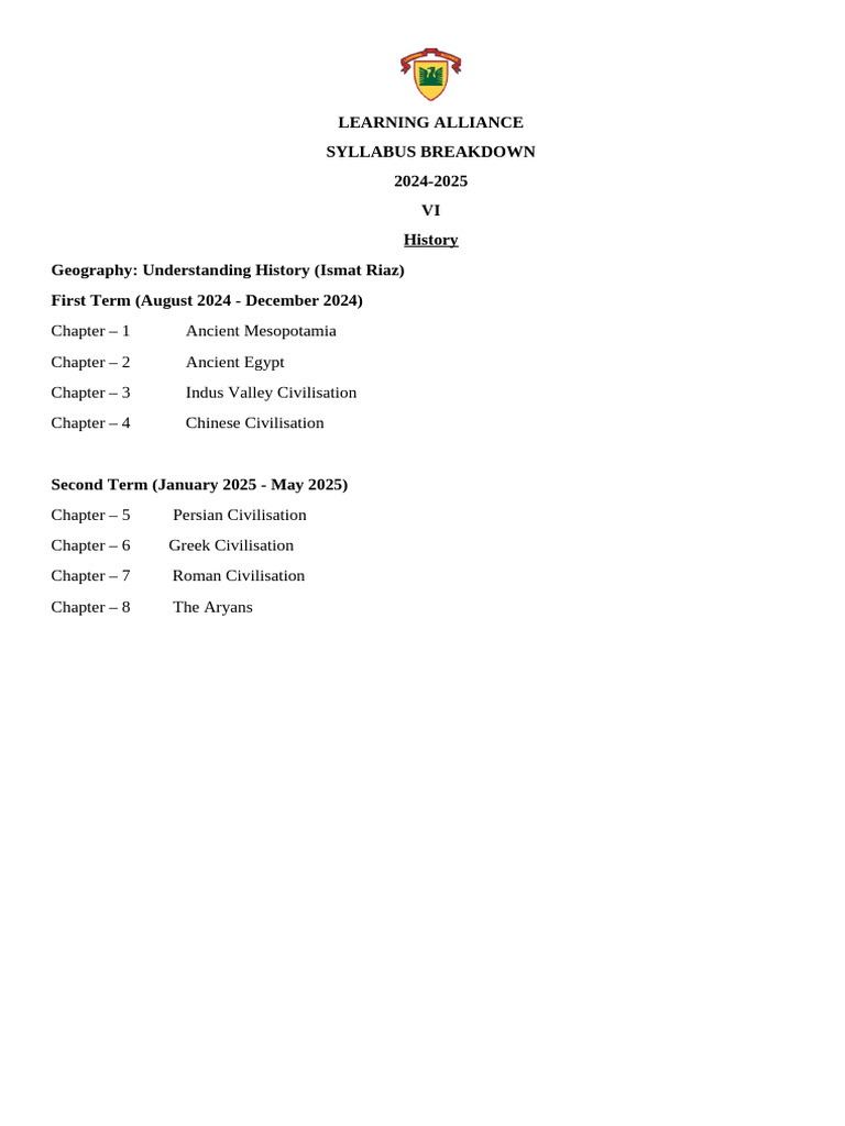 History Syllabus 2024-2025 Overview | PDF