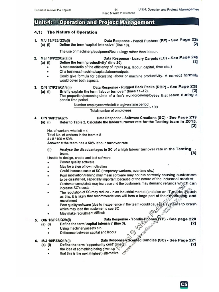 4.1 The Nature of Operation - P2 - Topical Past Papers | PDF