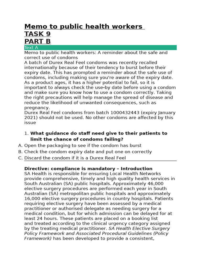 Memo To Public Health Workers Part B | PDF | Gene Therapy | Memory