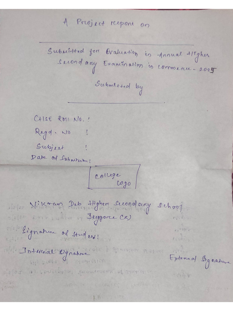 Project Topics and Format of Front Page | PDF