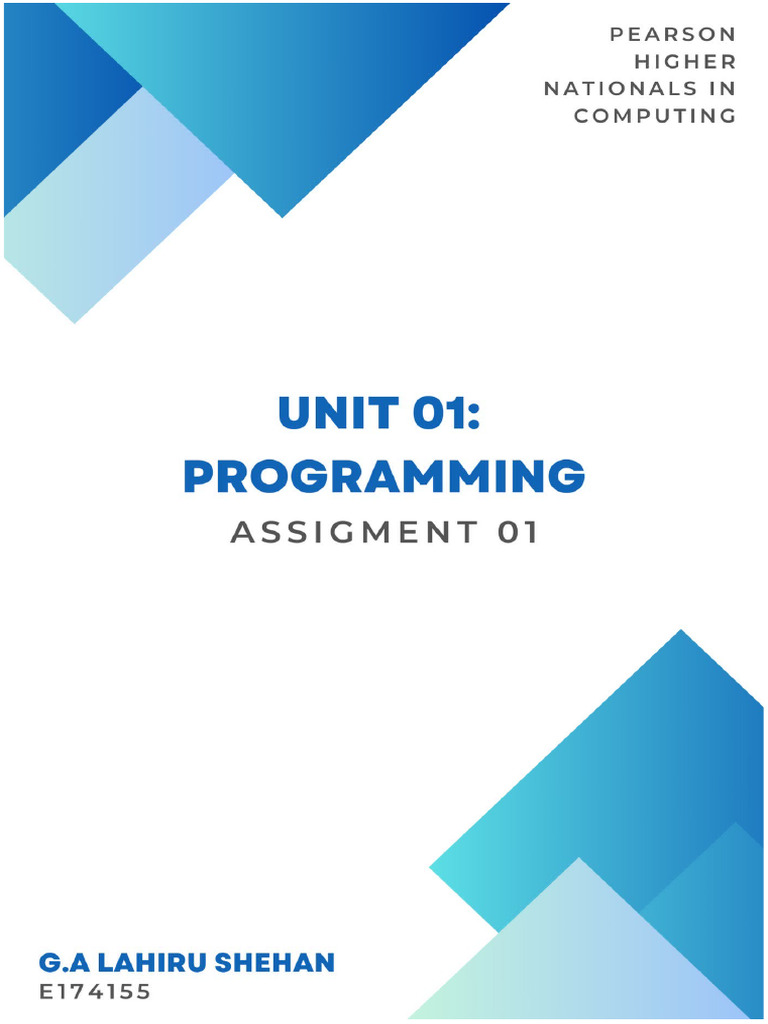 Programming Assigment Lahiru Sehan | PDF | Computer Programming | Computer Program