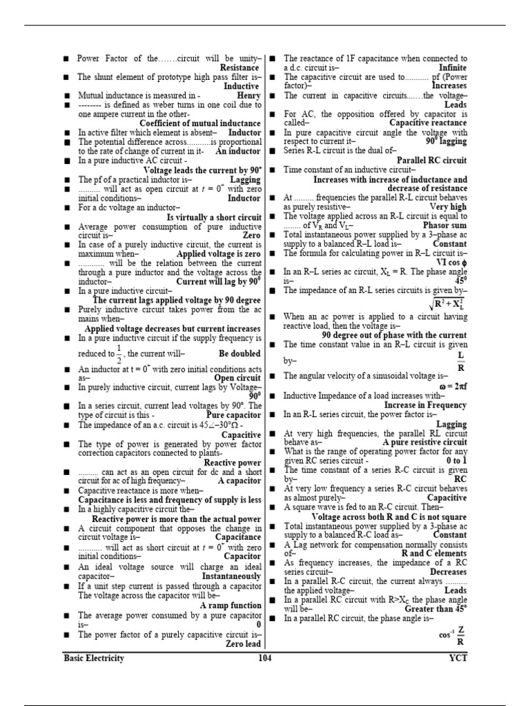 Yct 2024 25 RRB Technician Grade I Signal Point To Point Theory Mcqs Basic Science Engineering ...