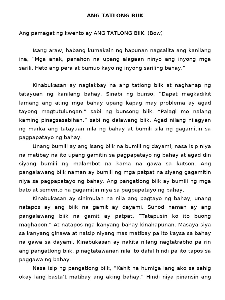 Ang Tatlong Biik | PDF