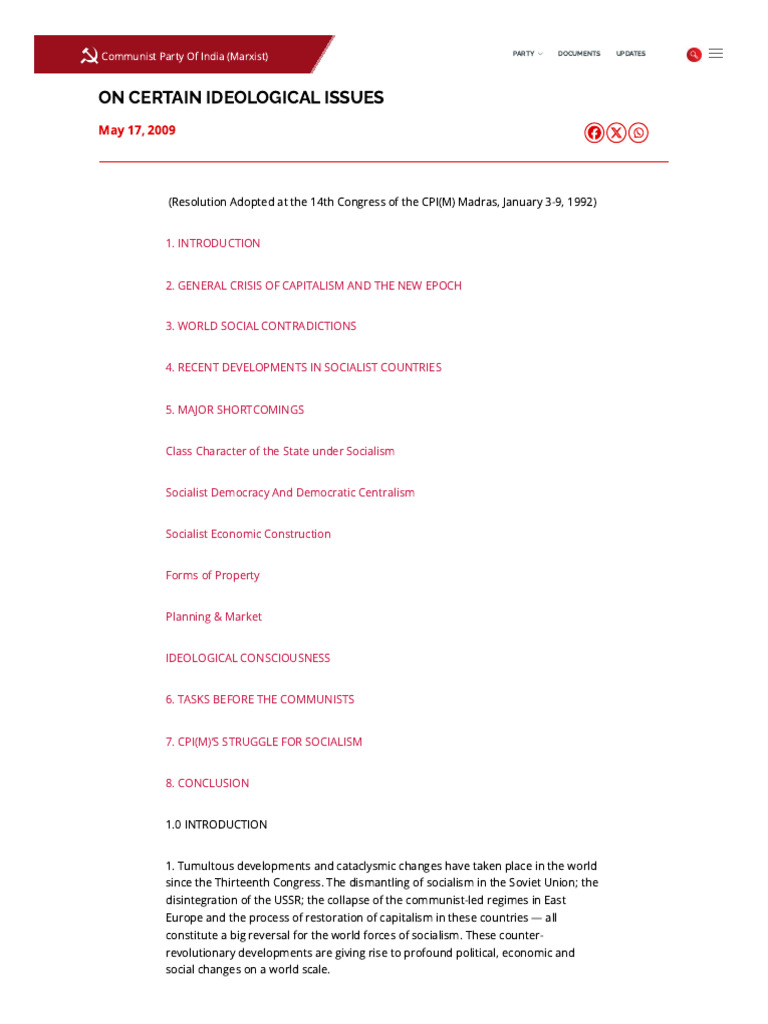 Cpim Org Certain Ideological Issues MAJOR 20SHORTCOMINGS | PDF ...