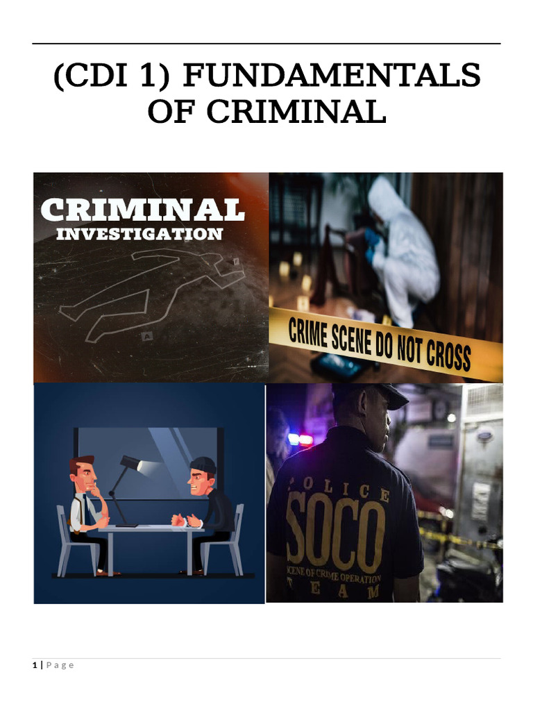 CDI 1 Instructional Material | PDF | Exclusionary Rule | Detective