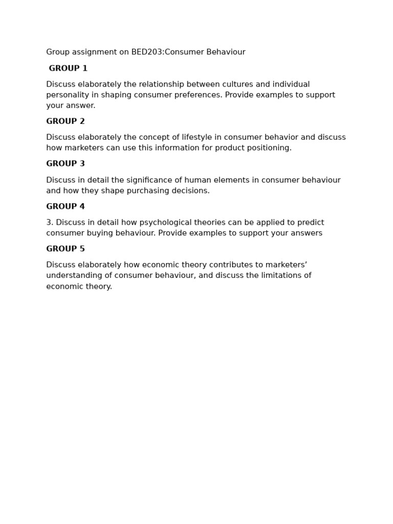 Bed 203 Group Assignment | PDF