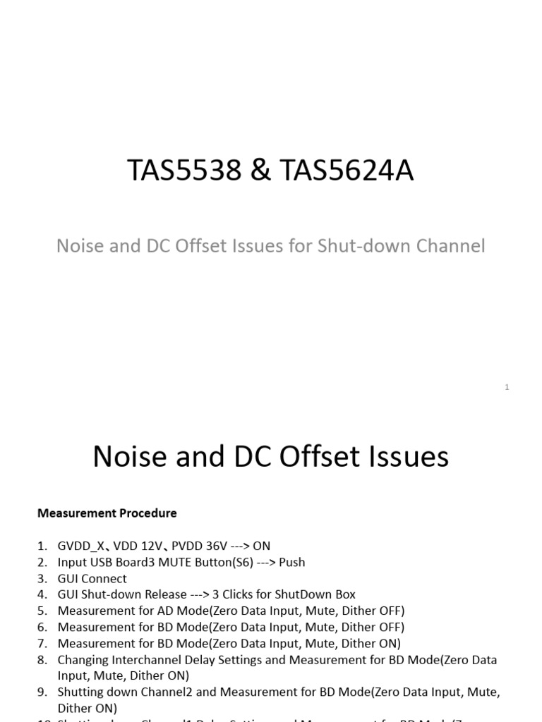 TAS5538 TAS5624A Nosie and DC Offset Issues For Shut-Down Channel | PDF ...