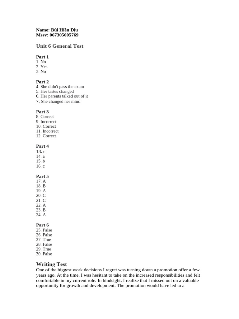 General Test Unit 6 | PDF