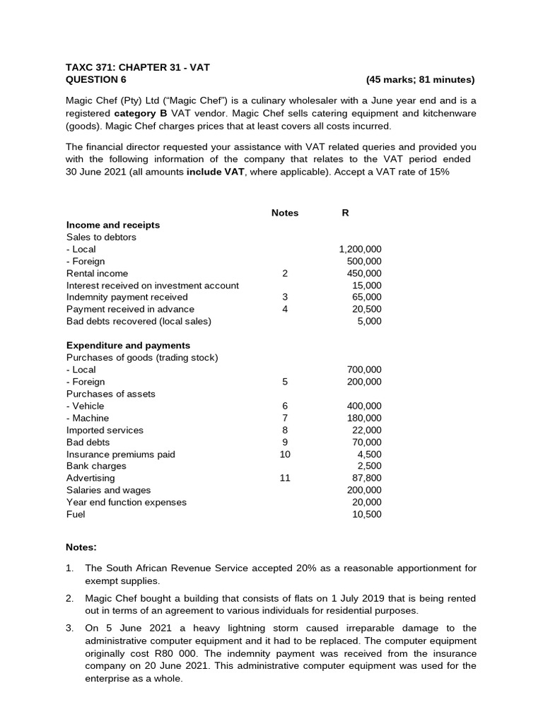 VAT Homework Question 6 | PDF | Value Added Tax | Expense