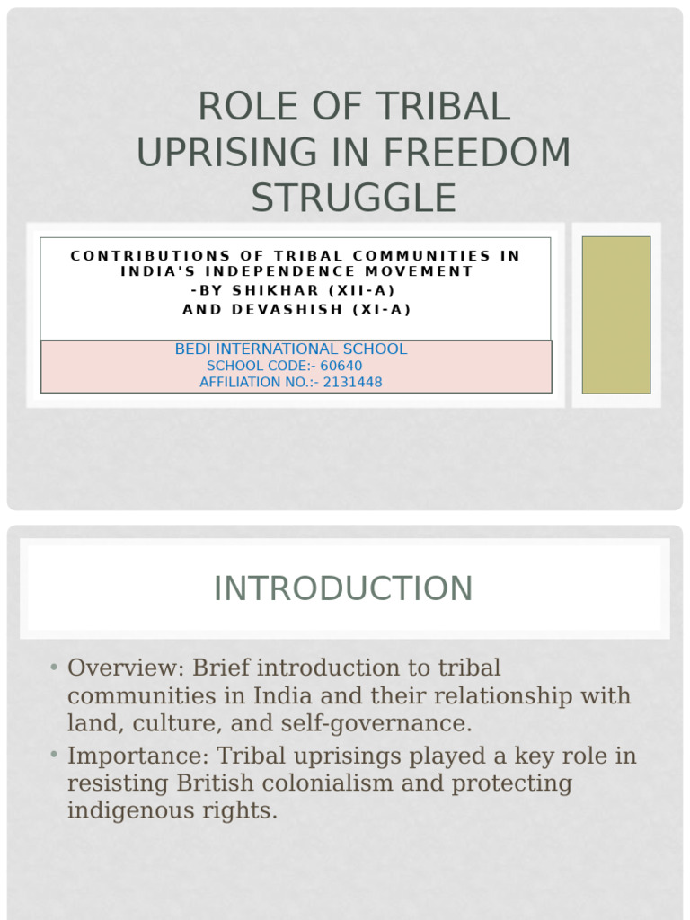 Tribal Uprising Freedom Struggle Presentation | PDF