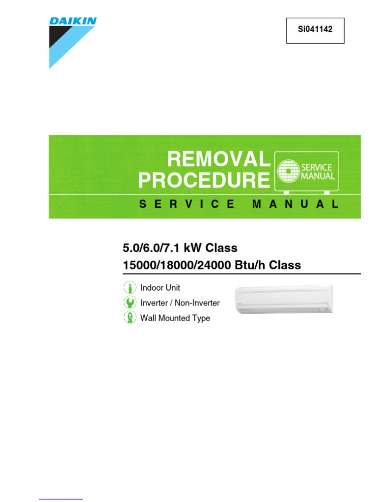 Daikin Indoor Unit Removal Guide | PDF | Printed Circuit Board | Pipe ...