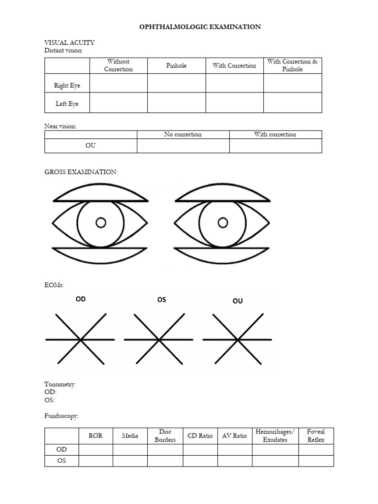 Ocular Examination Form | PDF