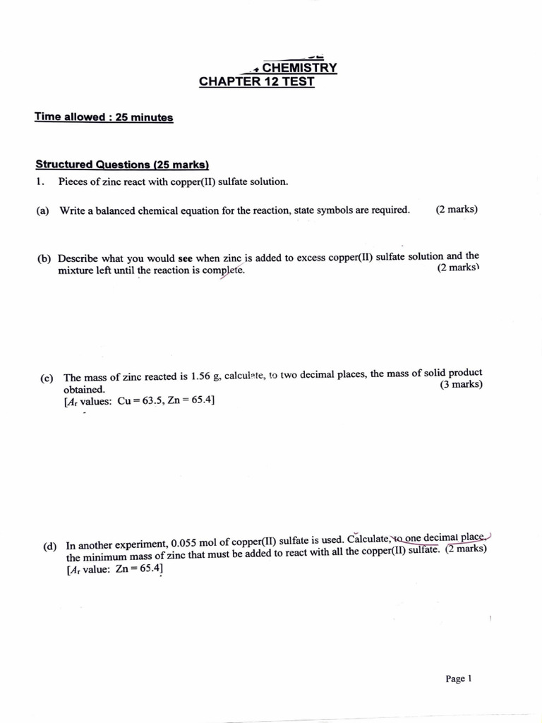 Chem Ch12 Test | PDF