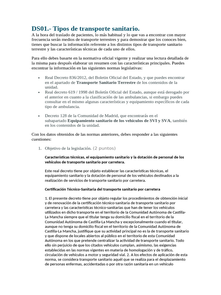 Alcala_perez_Jose_ds01_tarea | PDF | Ambulancia | Transporte
