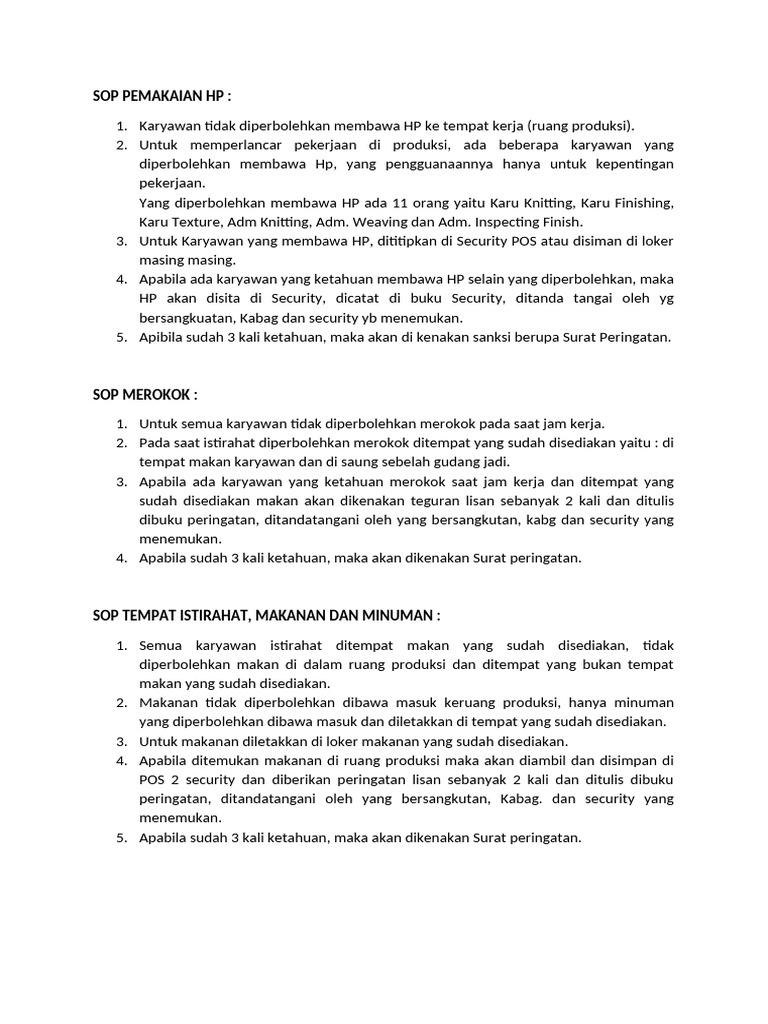 Sop Tata Tertib | PDF